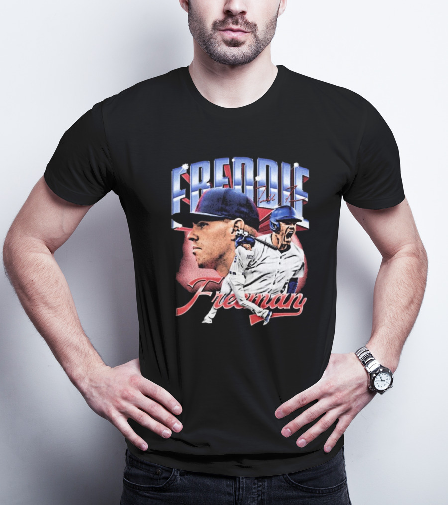 Freddie Freeman Los Angeles Dodgers Vintage Collage MLB Signature T-Shirt