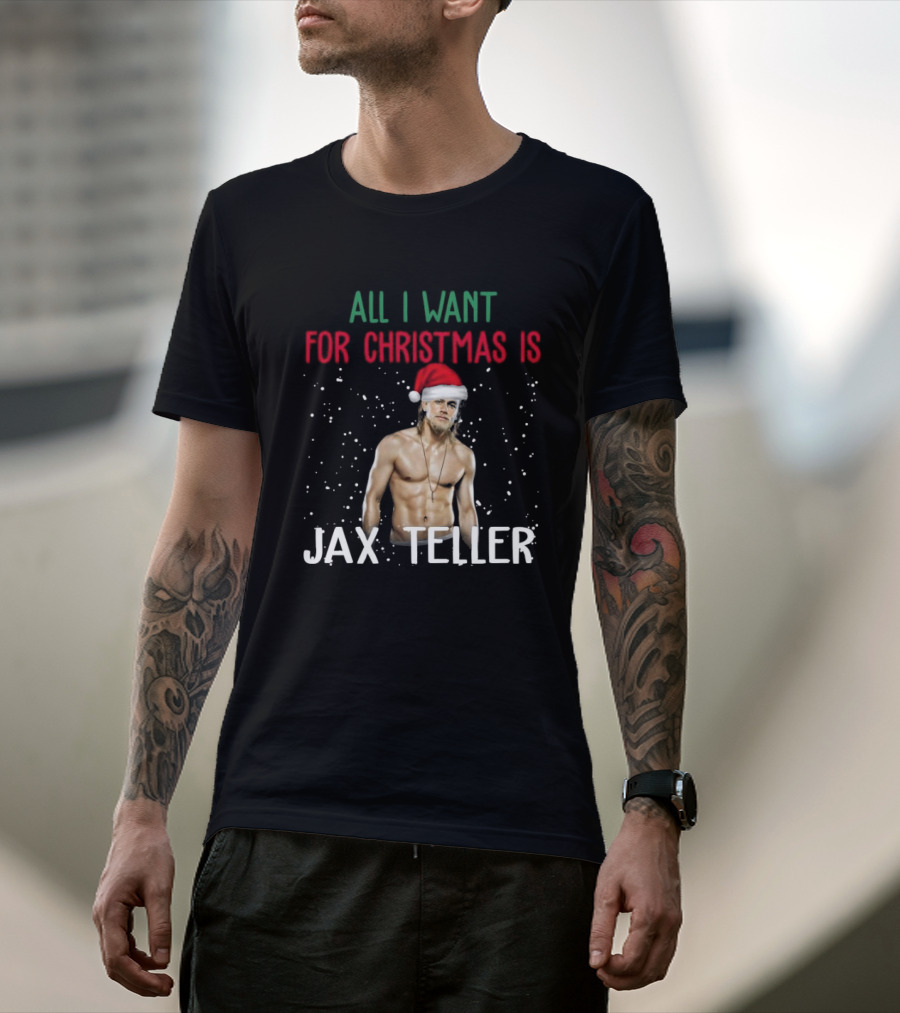 All I Want For Christmas Is Jax Teller Santa Hat Snowflakes T-Shirt