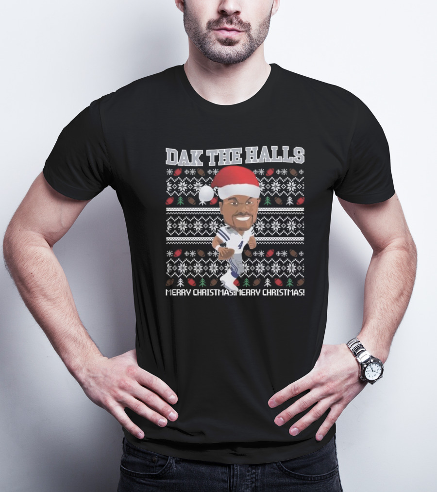Dallas Cowboy Dak The Halls Merry Christmas Ugly Sweater T-Shirt