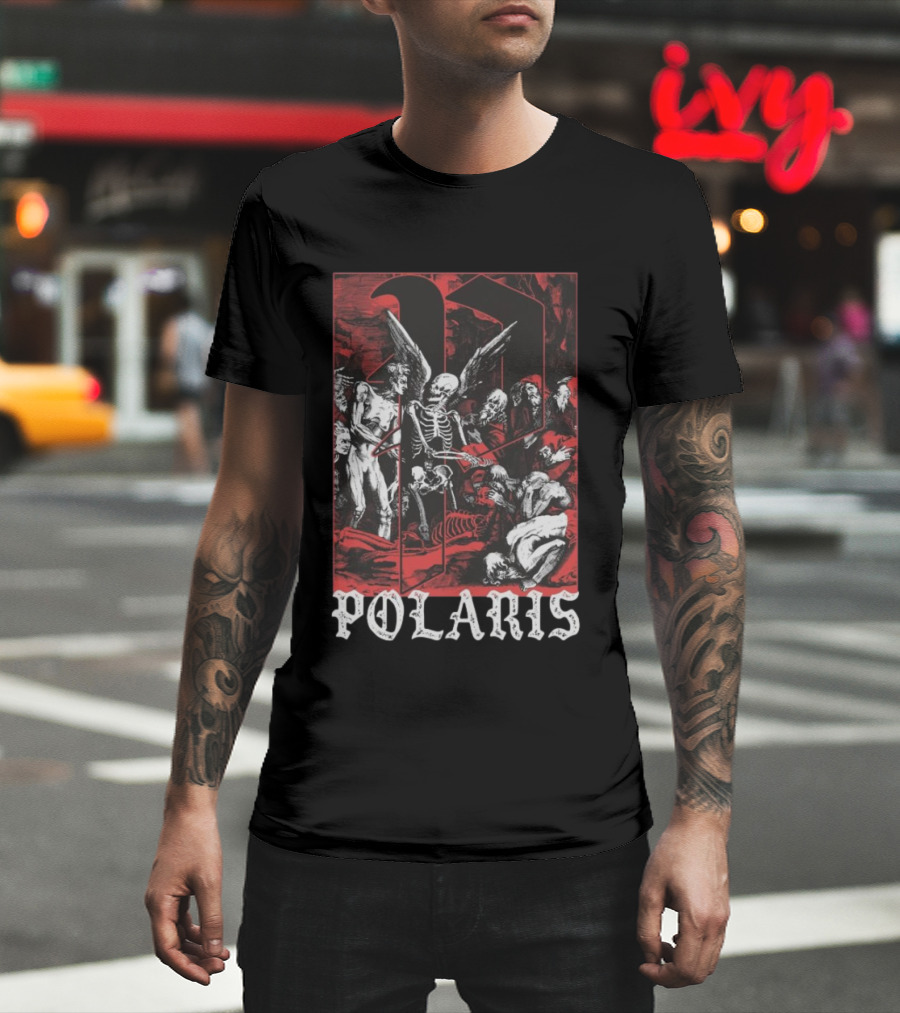 Polaris P Gothic Skeleton And Angels Art Down Right Merch T-Shirt