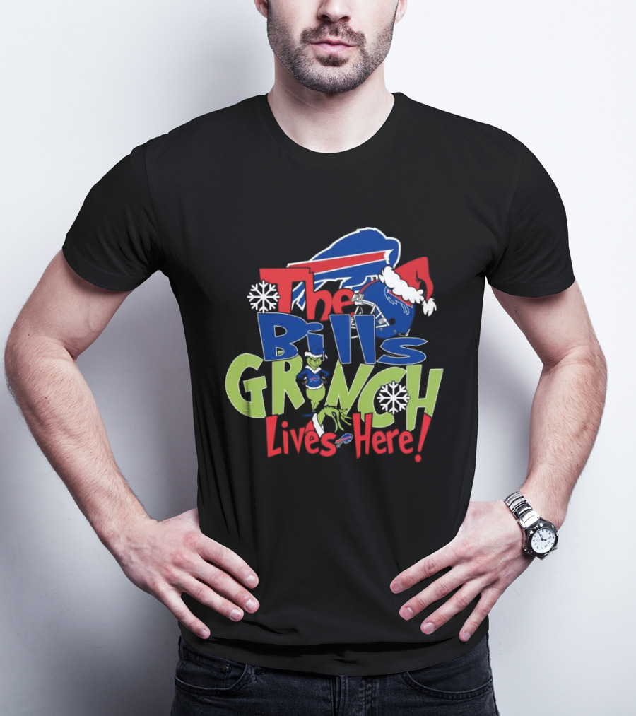 Buffalo Bills Grinch Lives Here Christmas T-Shirt