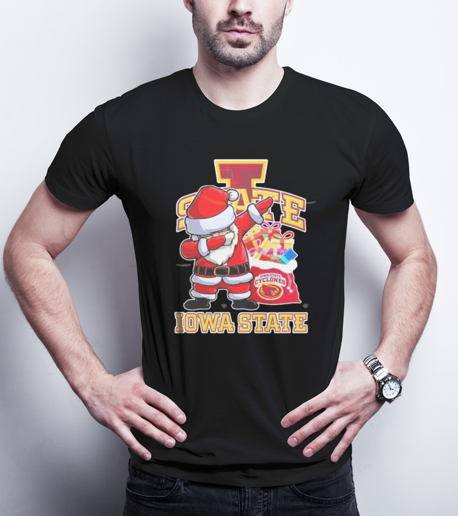 Santa Claus Iowa State Cyclones Dab Pose Holiday T-Shirt