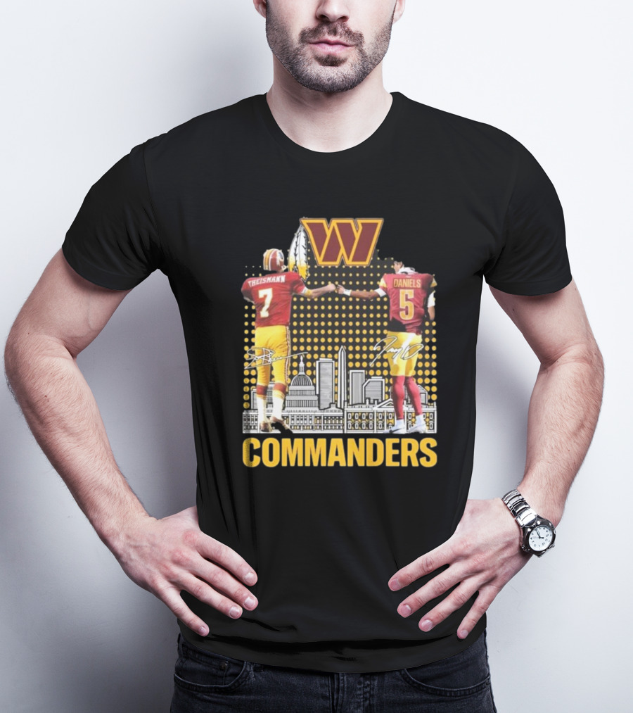 Theismann Daniels Washington Commanders Football Handshake Signatures T-Shirt