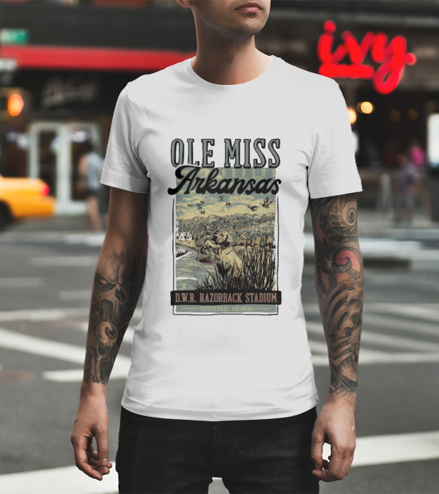 Ole Miss Versus Arkansas D.W.R. Razorback Stadium Fayetteville Game Day T-Shirt