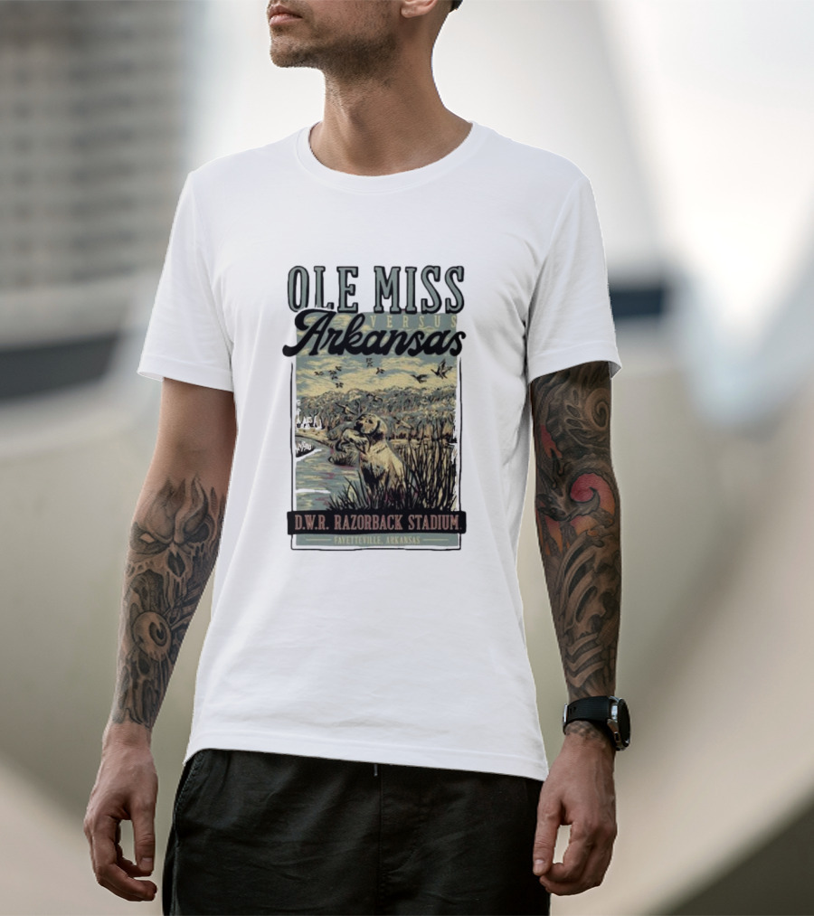 Ole Miss Versus Arkansas D.W.R. Razorback Stadium Fayetteville Game Day T-Shirt