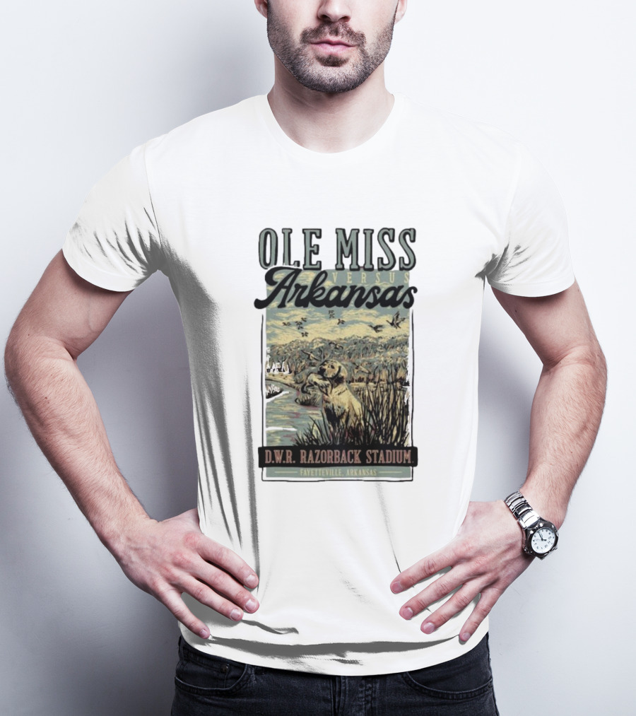 Ole Miss Versus Arkansas D.W.R. Razorback Stadium Fayetteville Game Day T-Shirt