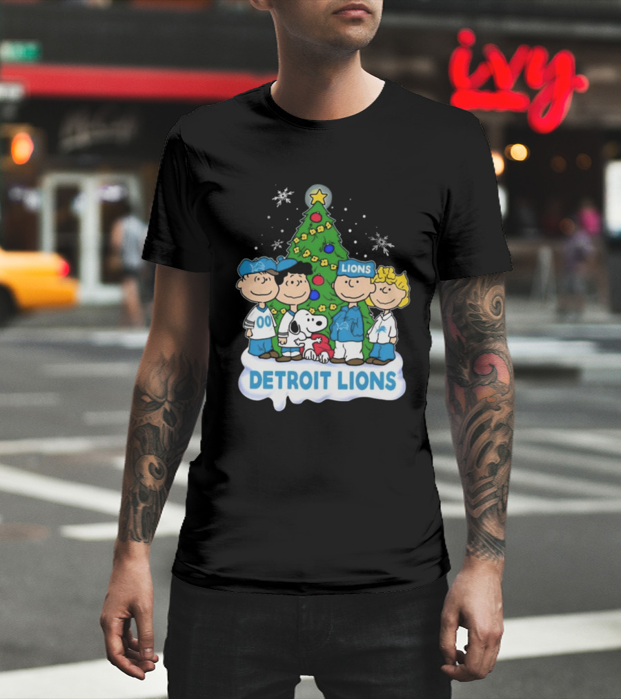 Peanuts Detroit Lions Merry Christmas T-Shirt