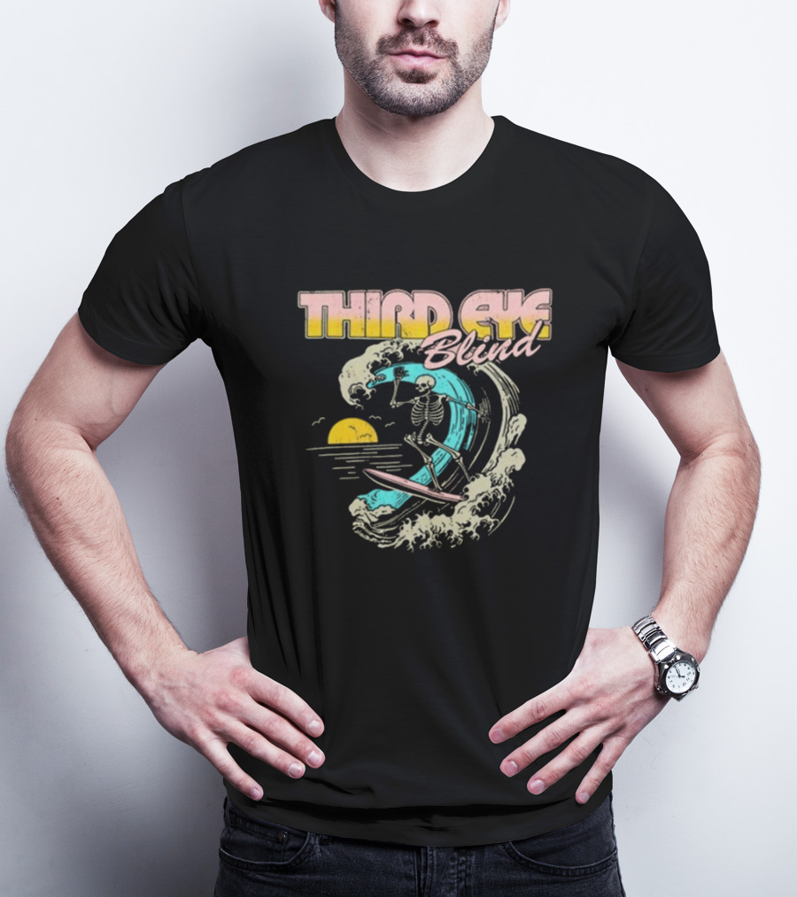 Third Eye Blind Skeleton Surfing Vintage Wave Sunset Summer Tour T-Shirt