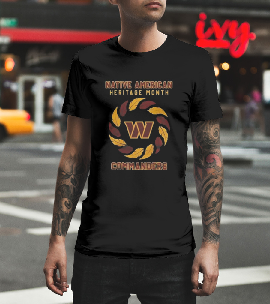 Washington Commanders Native American Heritage Month W Logo Leaf Circle T-Shirt