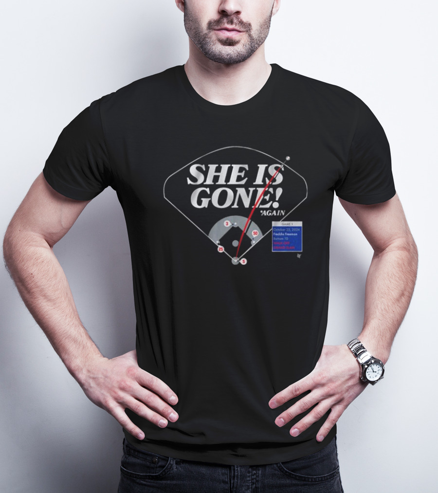 Freddie Freeman Los Angeles Dodgers She Is Gone Again Home Run Chart October T-Shirt