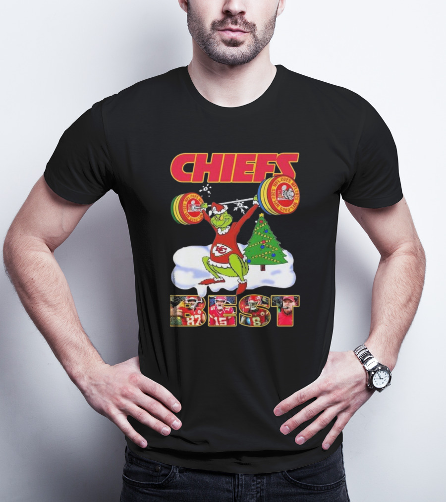 Chiefs Grinch Lifting Weights Christmas Tree NFL 2025 Best T-Shirt