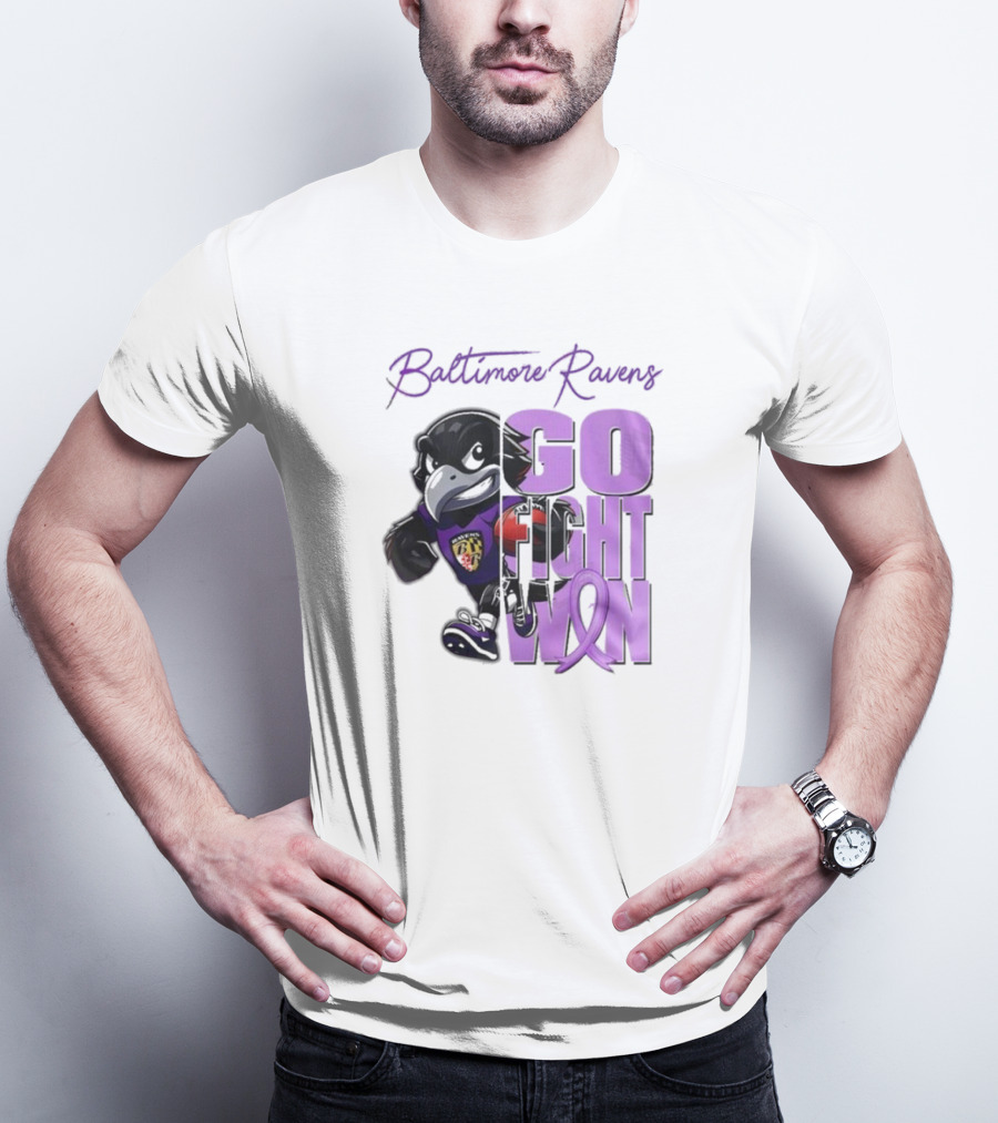 Baltimore Ravens Go Fight Win Pancreatic Cancer Awareness T-Shirt