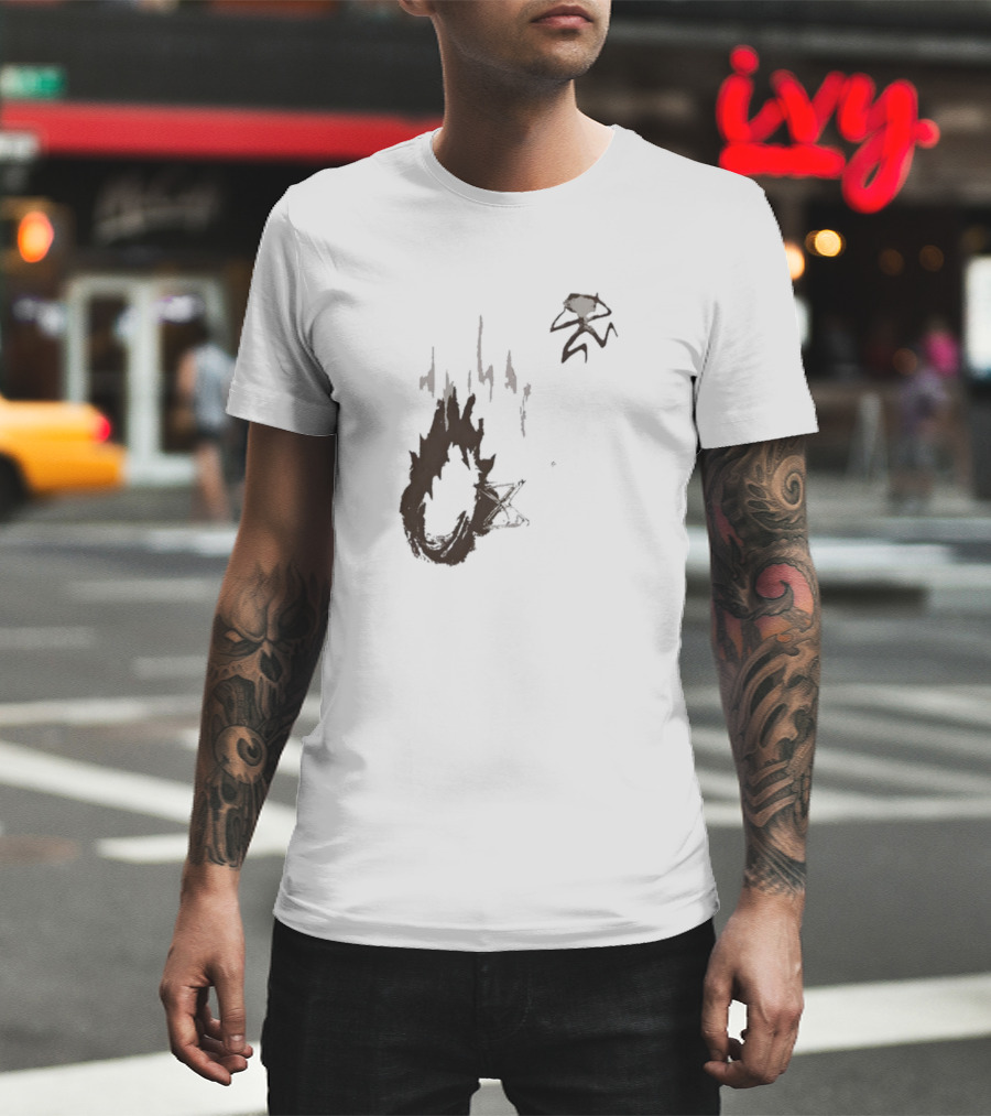 Big Trouble Trouble Brown Running From Fiery Explosion T-Shirt