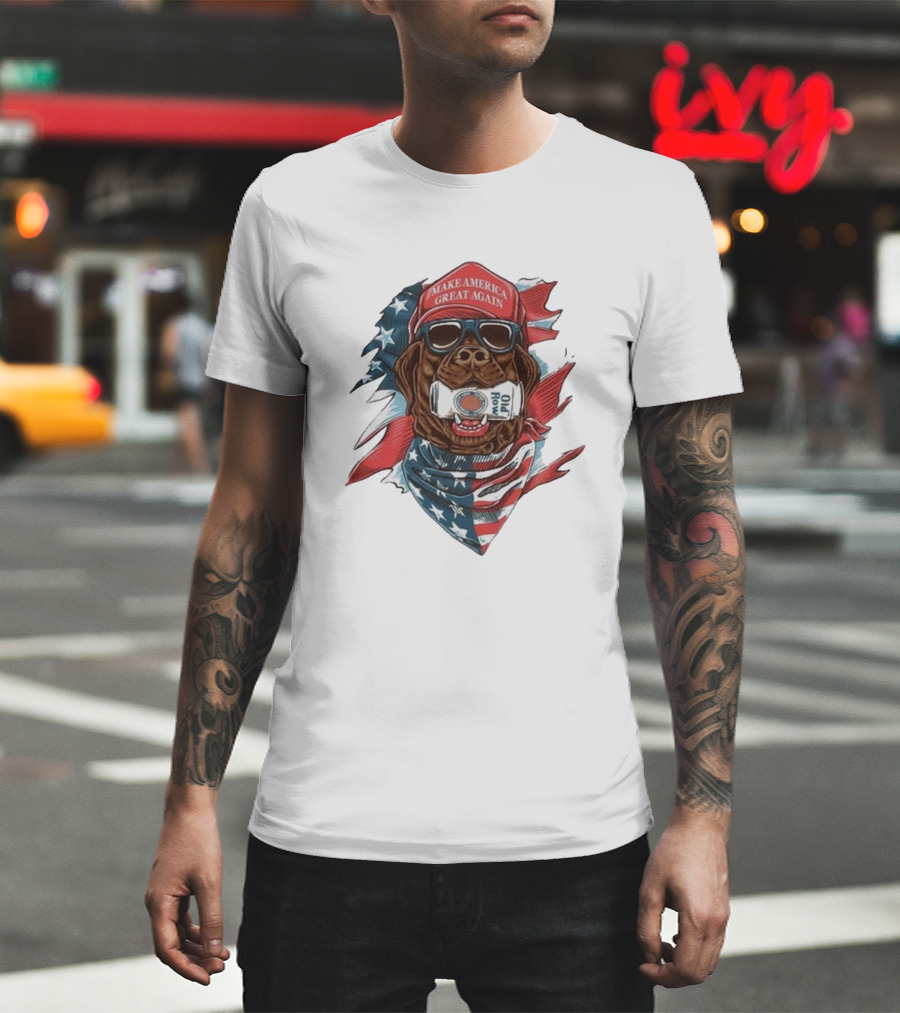 Make America Great Again Dog Old Row American Flag Bandana T-Shirt