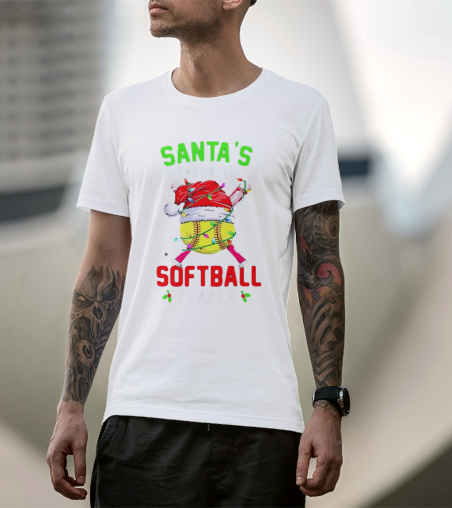 Santa's Favorite Softball Christmas Player T-Shirt