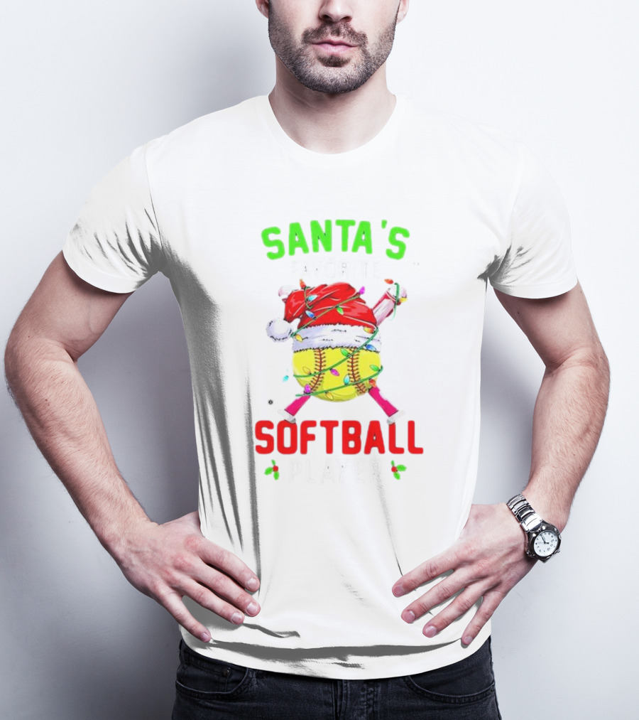 Santa's Favorite Softball Christmas Player T-Shirt