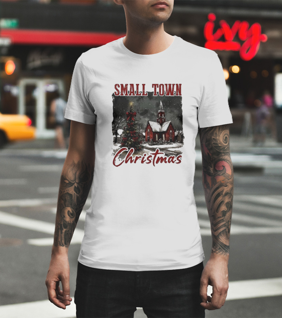 Small Town Christmas Vintage Retro T-Shirt