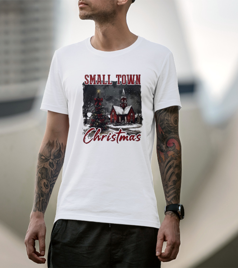 Small Town Christmas Vintage Retro T-Shirt