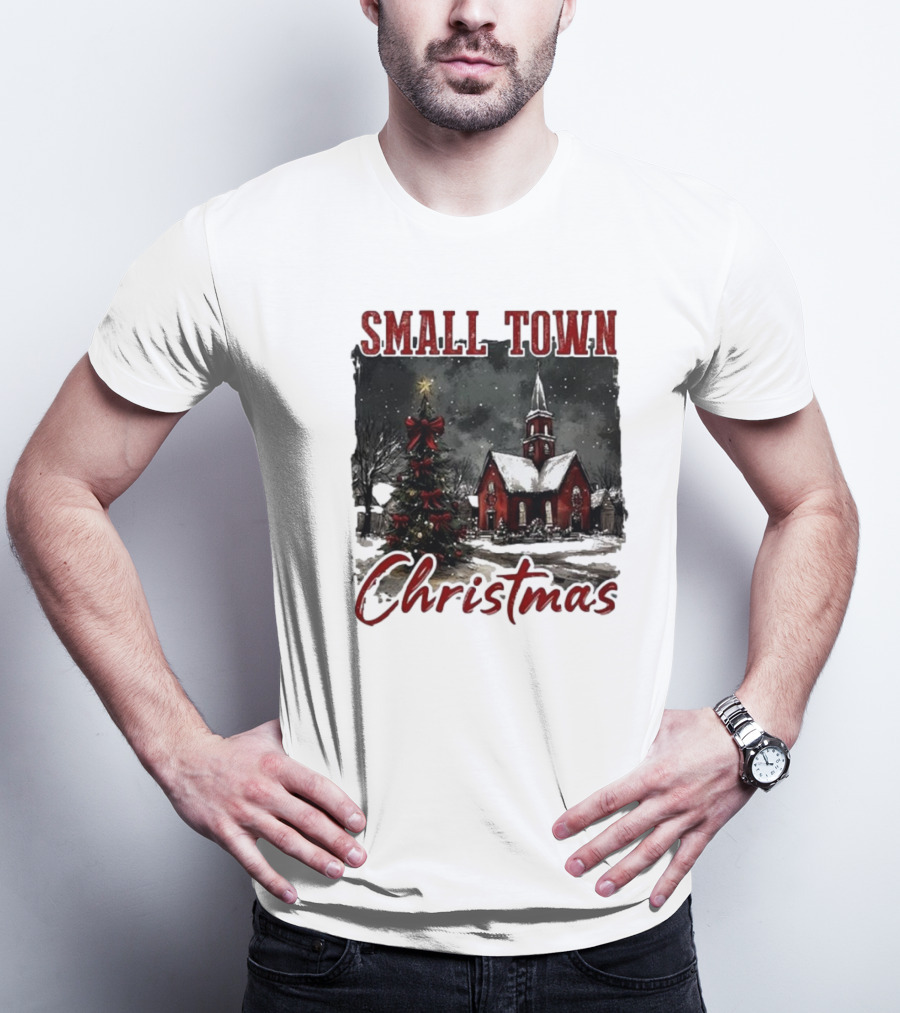 Small Town Christmas Vintage Retro T-Shirt