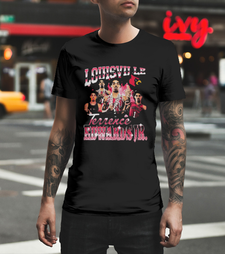 Louisville Cardinals Terrence Edwards Jr. 90s Style Basketball Champion T-Shirt