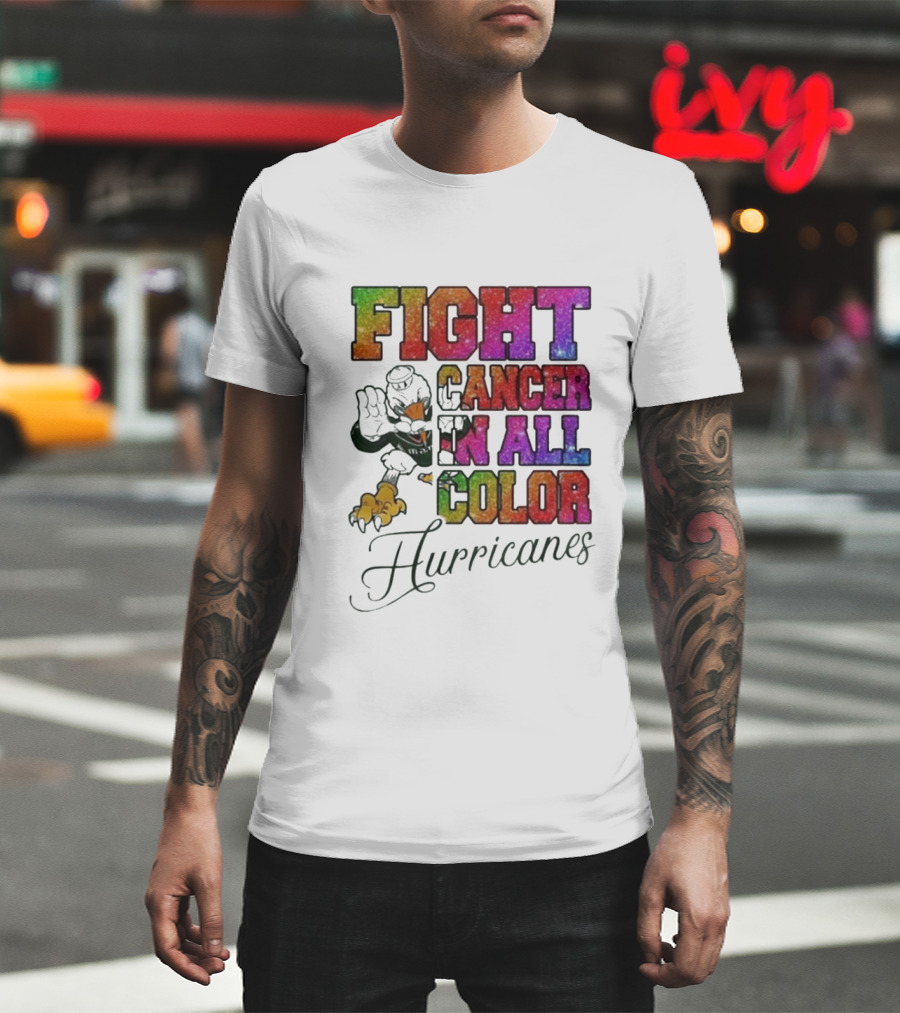 Miami Hurricanes Fight Cancer In All Color T-Shirt