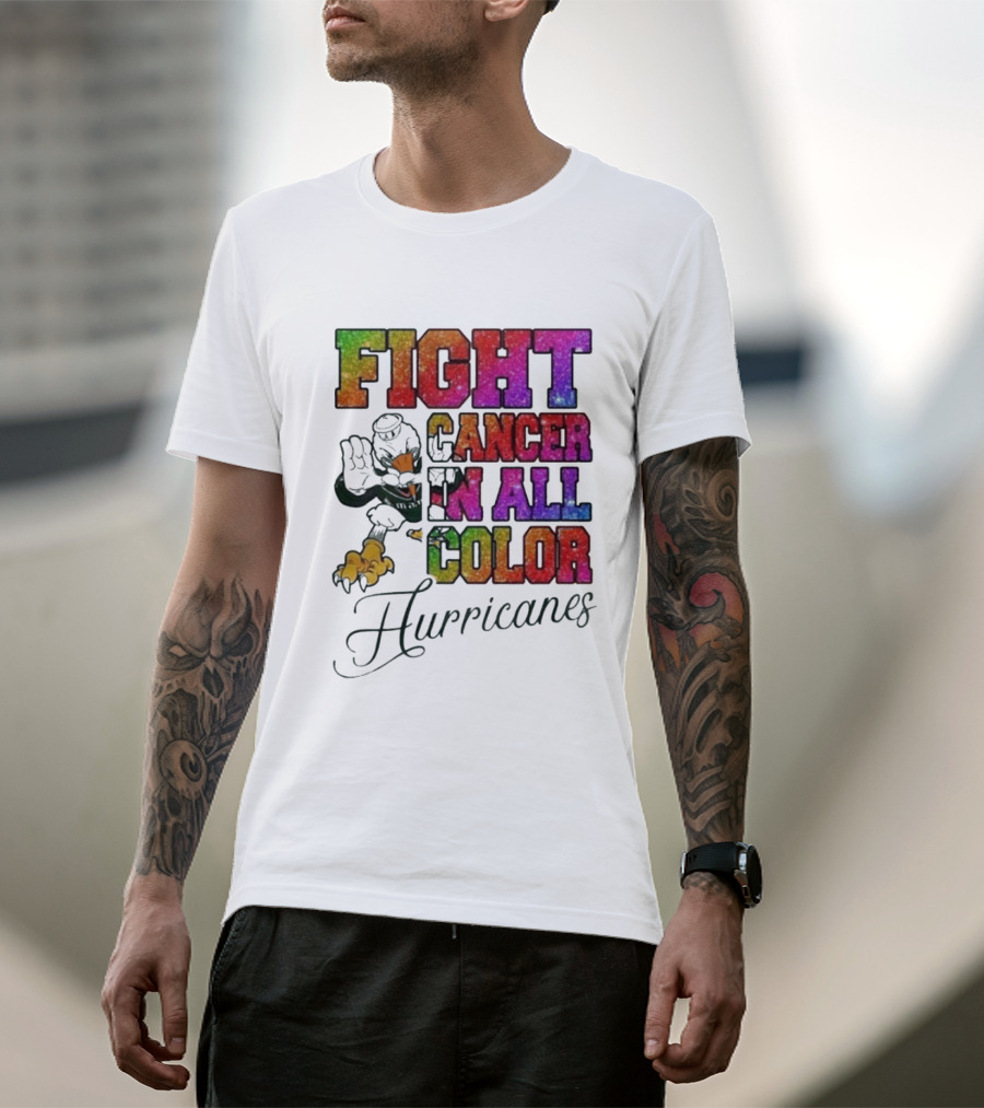 Miami Hurricanes Fight Cancer In All Color T-Shirt