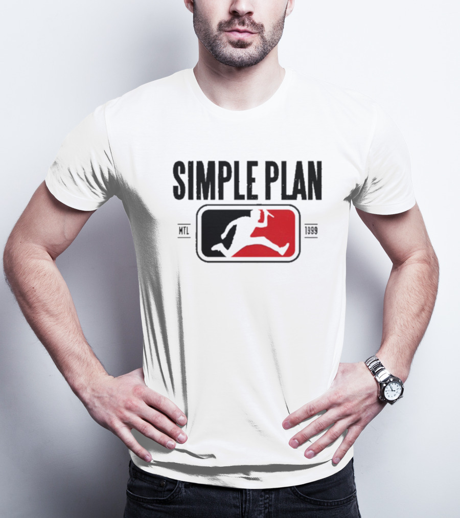SIMPLE PLAN SP MTL 1999 Baseball Style Logo Jumping Figure T-Shirt