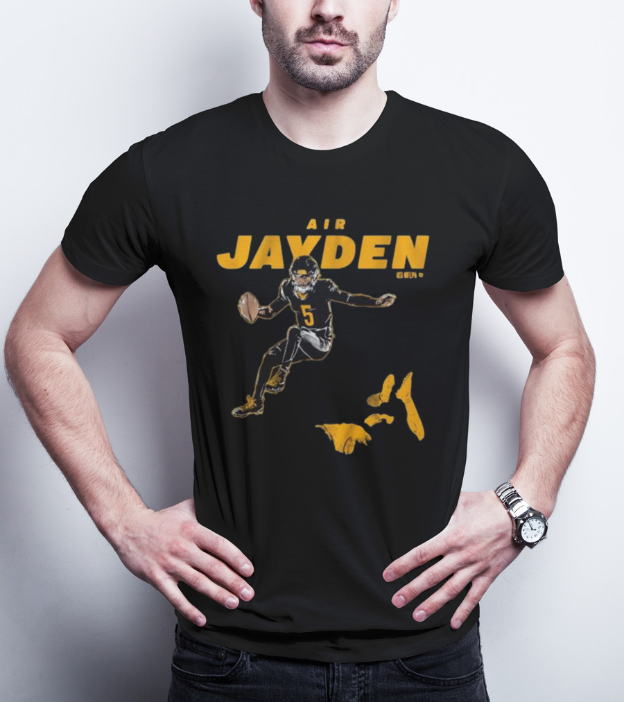 Air Jayden NFL Football Number 5 Jumping Action T-Shirt