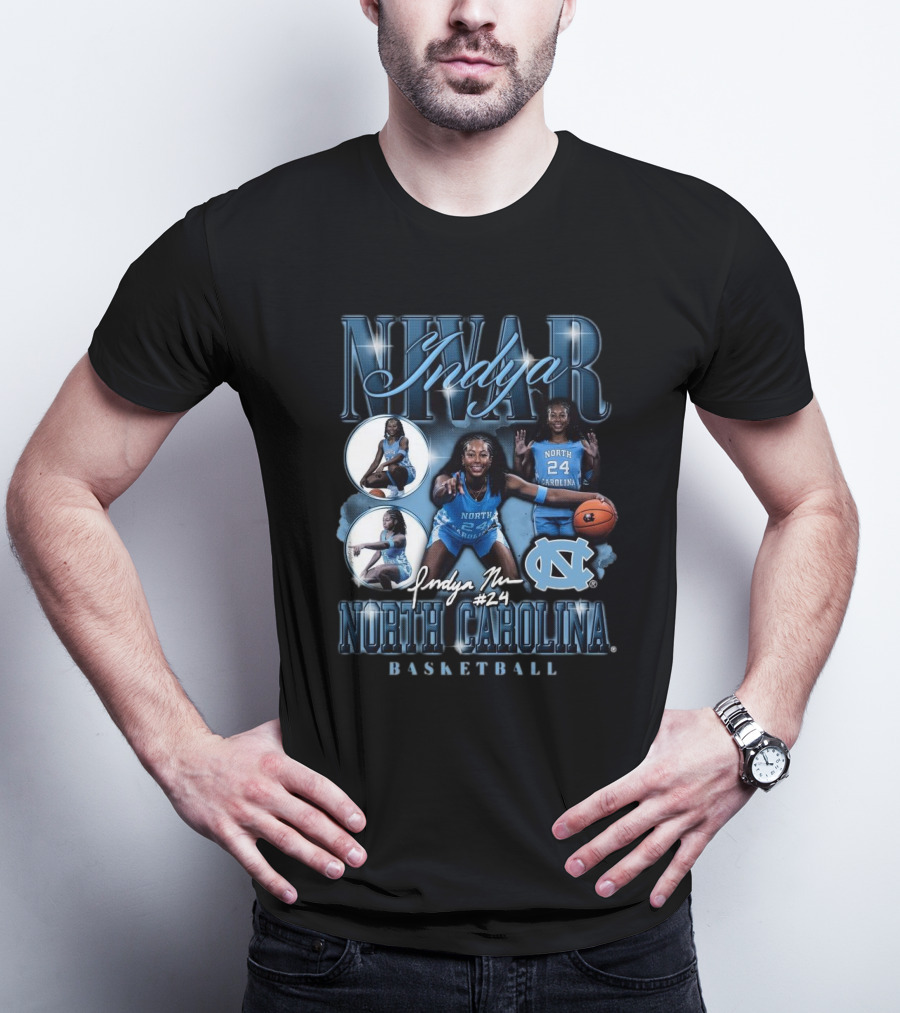 Indya Nivar #24 North Carolina Tar Heels Basketball T-Shirt