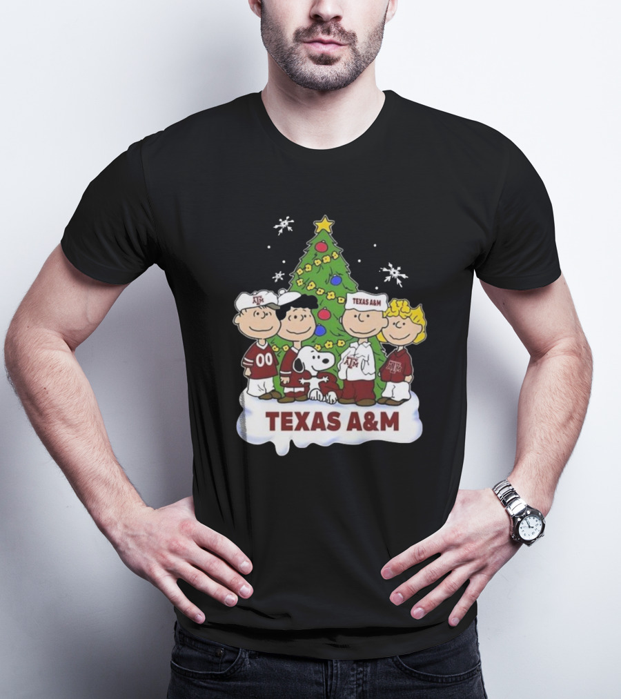 Texas A&M Aggies Football Snoopy Peanuts Christmas T-Shirt