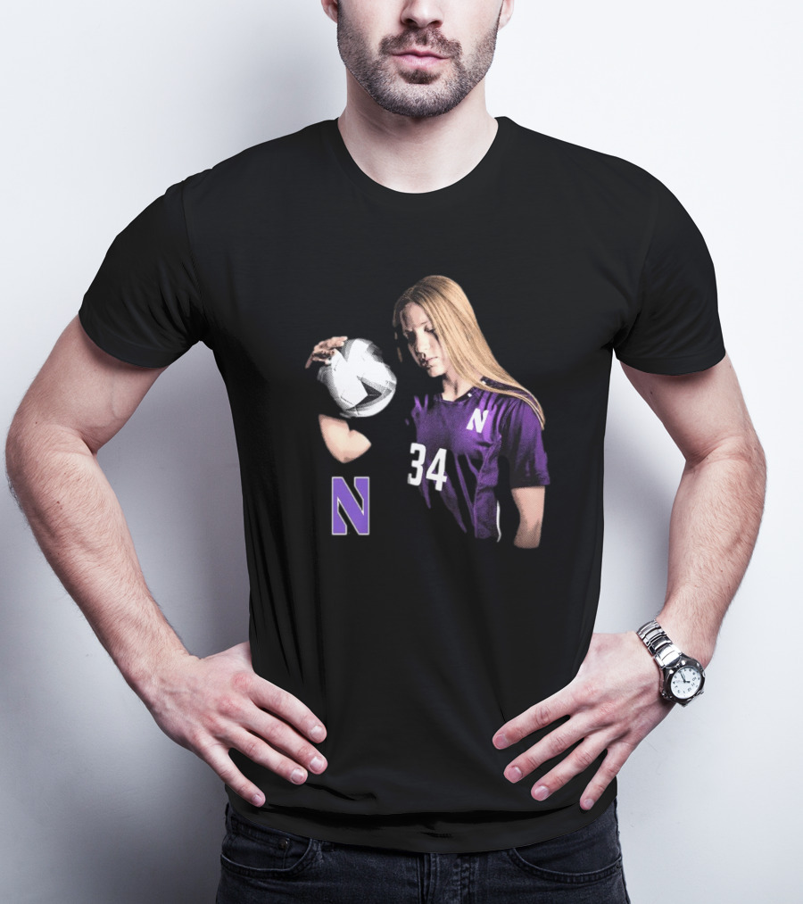Ava Goodwin Northwestern Soccer Number 34 Spotlight T-Shirt