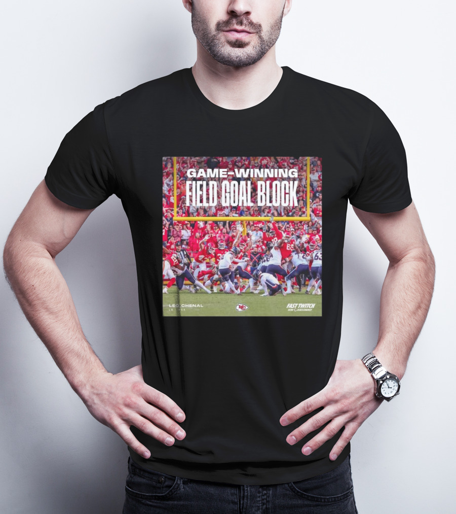Game-Winning Field Goal Block Kansas City Chiefs Leo Chenal Fast Twitch NFL Partnership T-Shirt