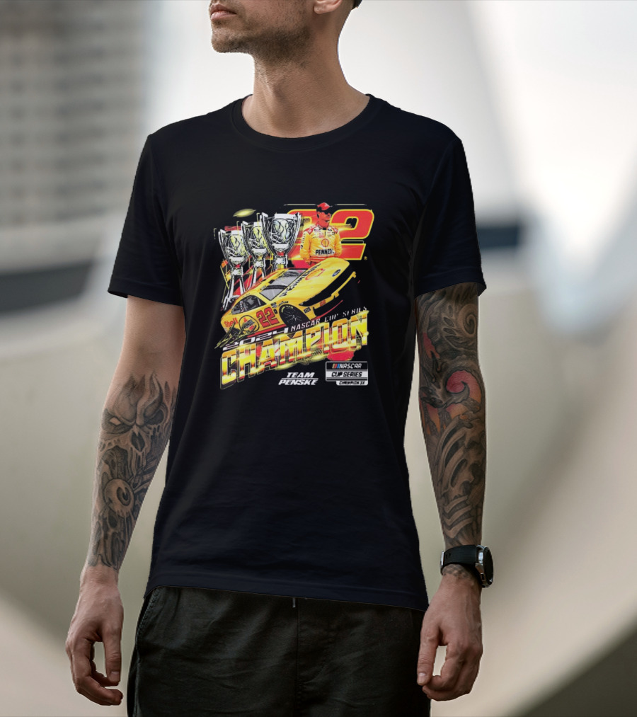 Joey Logano 22 NASCAR Cup Series Champion 3X Team Penske Champion Car Racing Winner T-Shirt