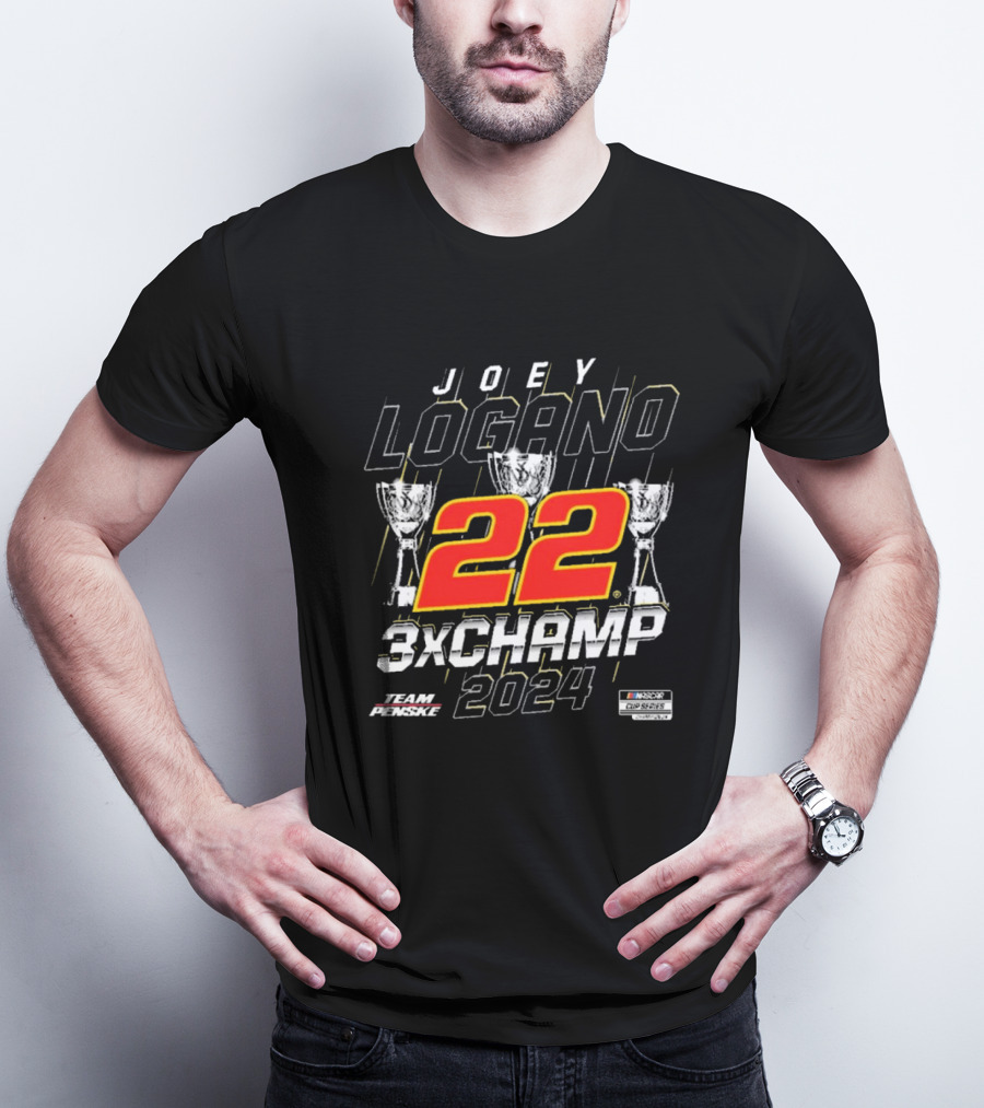 Joey Logano Team Penske 22 NASCAR Cup Series 3X Champ T-Shirt