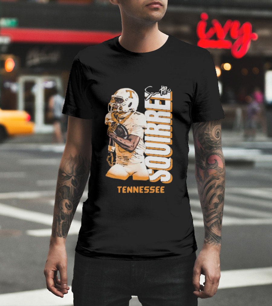 Tennessee Volunteers Squirrel White Football Signature T-Shirt