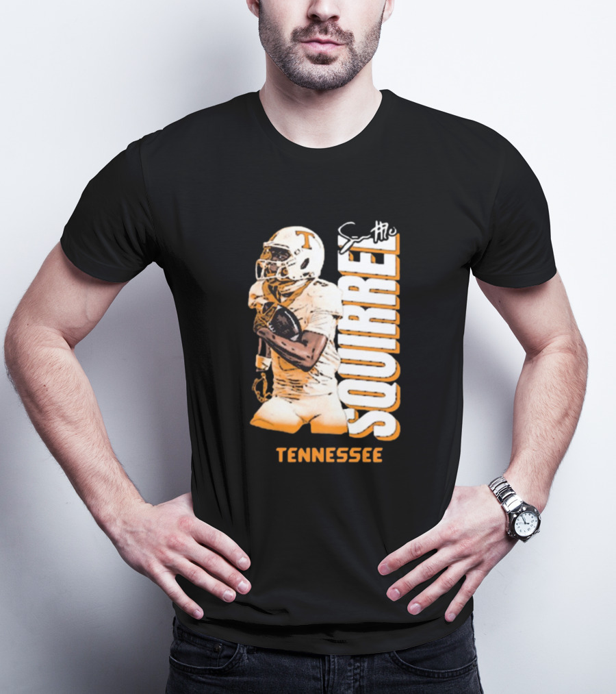 Tennessee Volunteers Squirrel White Football Signature T-Shirt