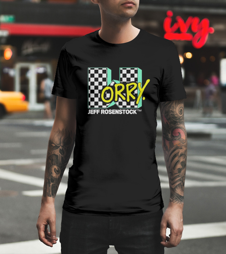 Jeff Rosenstock Worry Checkerboard Design Worry T-Shirt