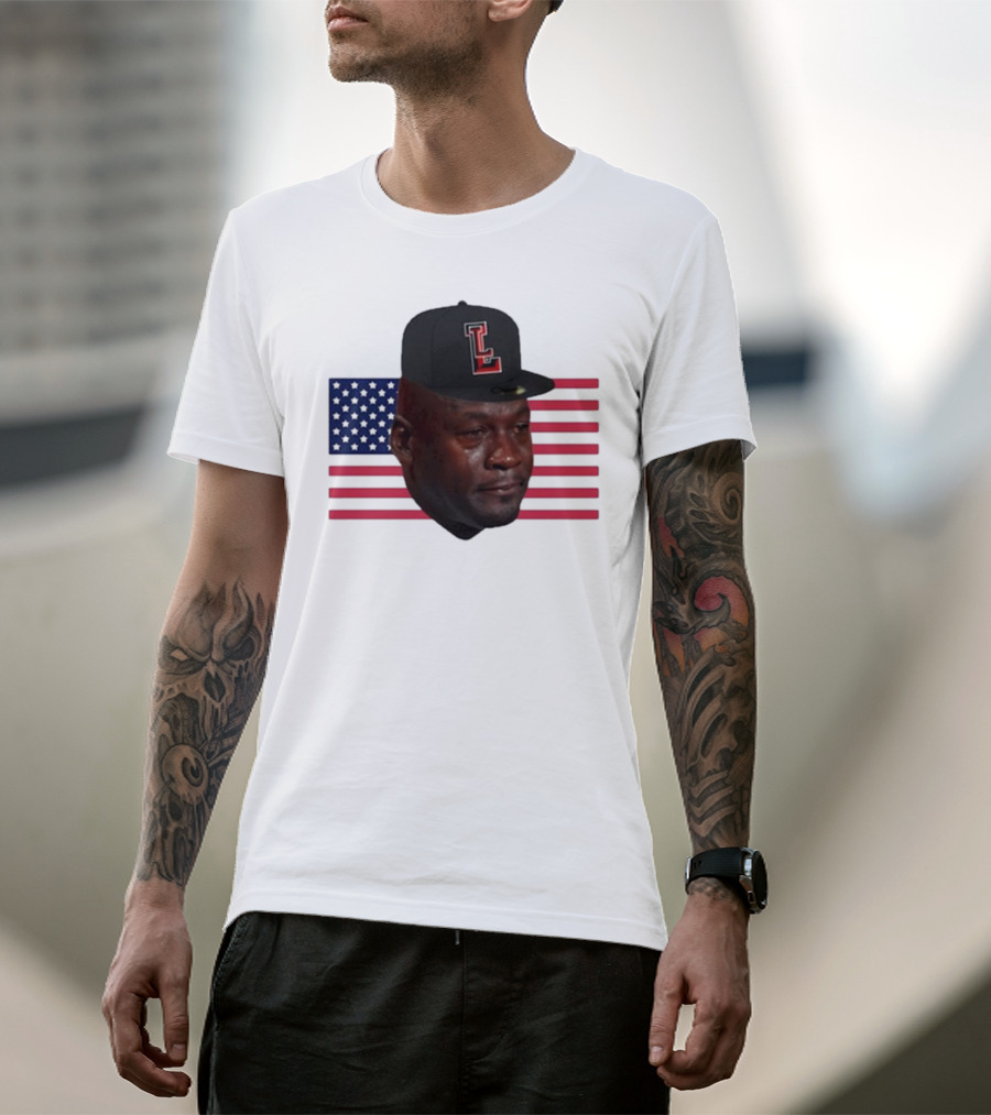 Michael Jordan Crying Meme USA Flag LL Cap T-Shirt