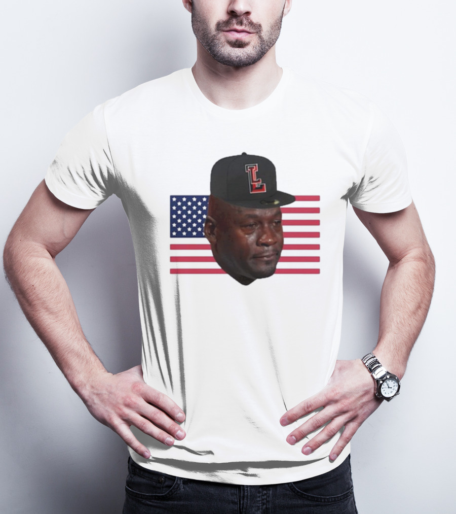 Michael Jordan Crying Meme USA Flag LL Cap T-Shirt