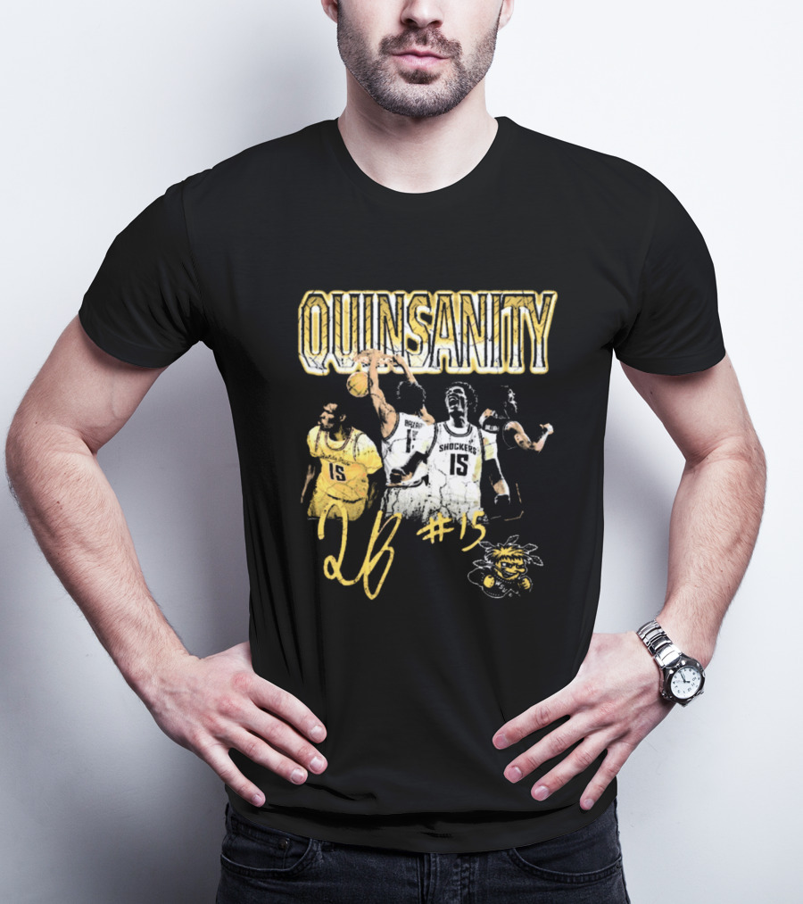 Quinsanity QB #15 Wichita State Shockers Basketball 90s Washed Signature T-Shirt
