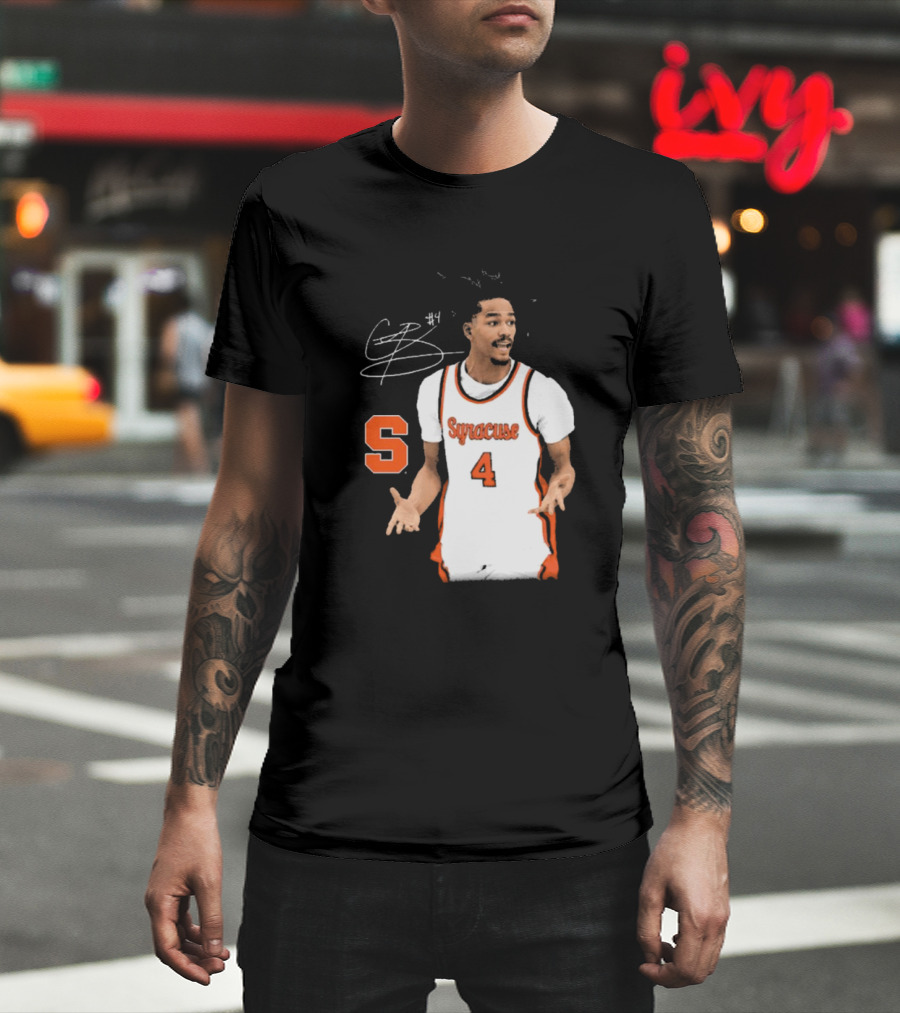 Chris Bell #4 Syracuse Orange Basketball Signature T-Shirt