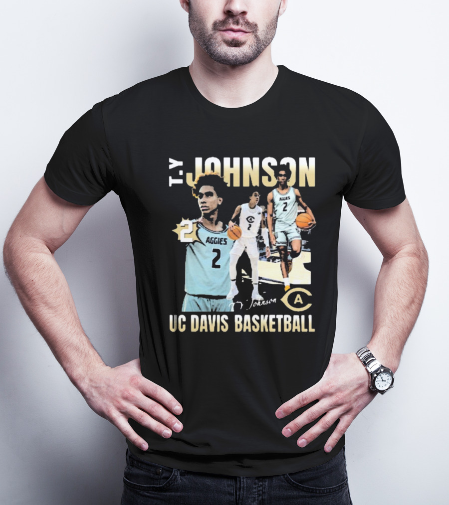 T.Y. Johnson UC Davis Aggies Basketball Number 2 Signature T-Shirt