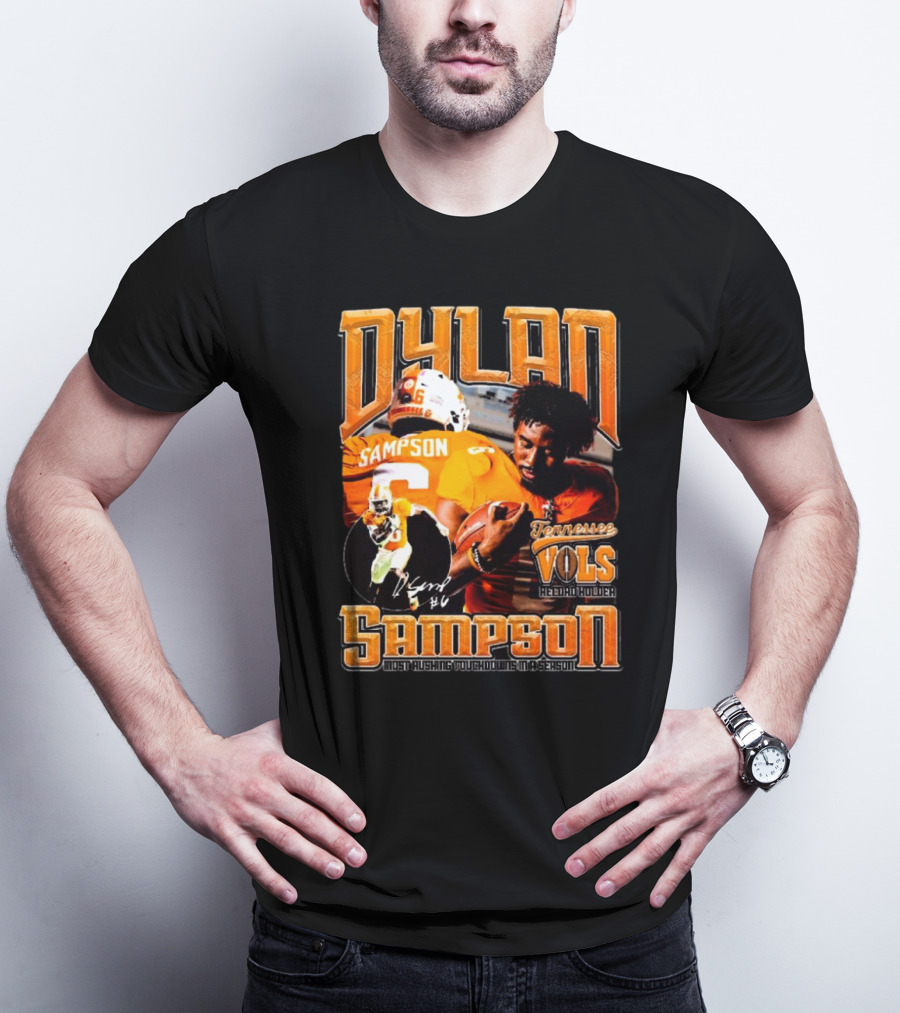 Dylan Sampson Tennessee Vols Record Holder Most Rushing Touchdowns In A Season Vintage Icon Signature T-Shirt