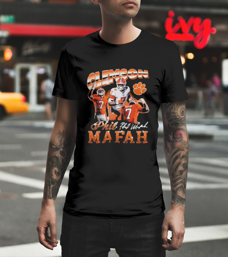Clemson Tigers Phil Mafah 90s Retro Signature 7 T-Shirt