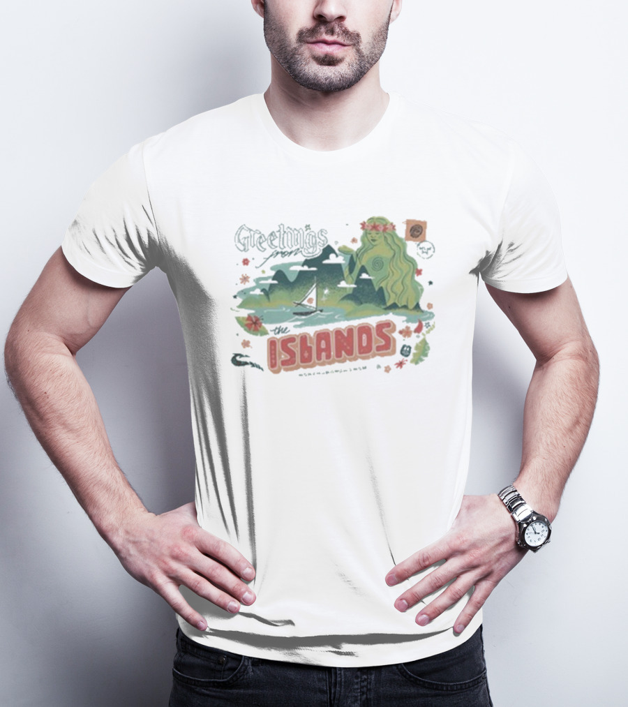 Greetings From The Islands The Lost Bros New Sailing Boat Hula Dancer T-Shirt
