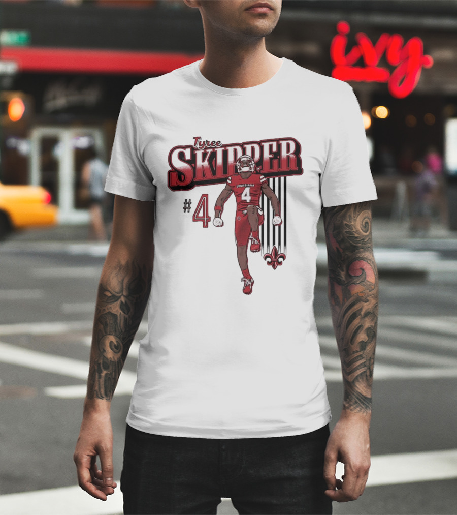 Tyree Skipper #4 Louisiana Ragin’ Cajuns Football Fleur-de-Lis T-Shirt