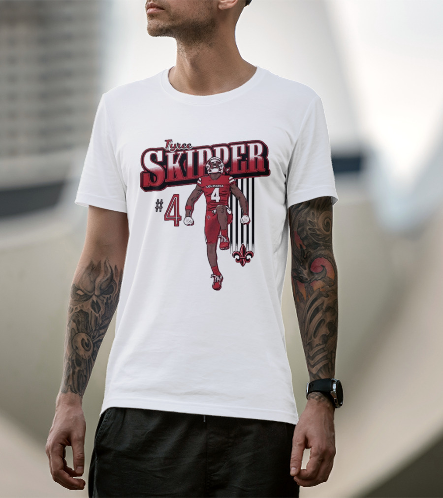 Tyree Skipper #4 Louisiana Ragin’ Cajuns Football Fleur-de-Lis T-Shirt