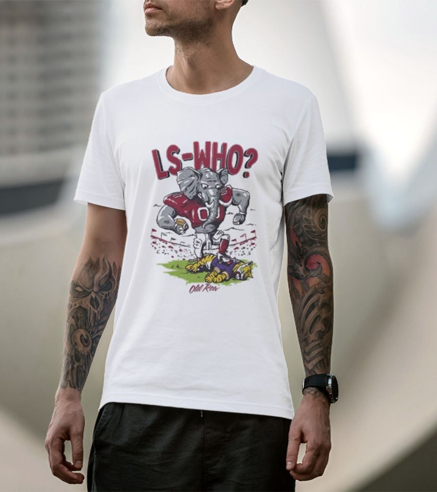 Old Row Alabama LS-Who Football Elephant Tiger Stadium Interaction T-Shirt