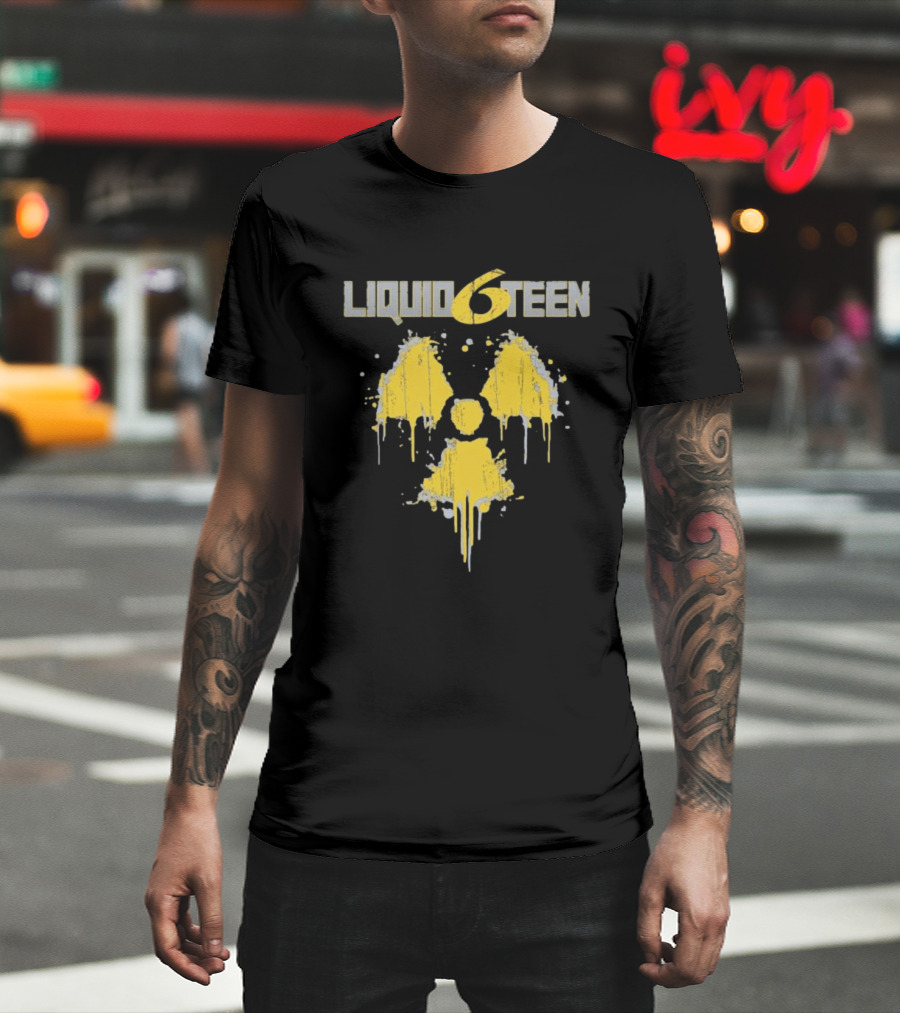 LIQUID 6TEEN Radiation Symbol Dripping Effect T-Shirt