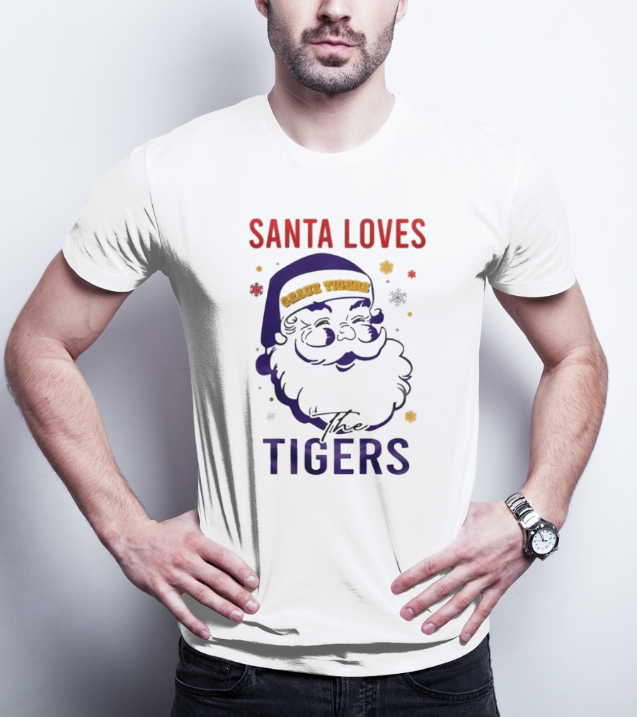 Santa Loves The LSU Tigers Christmas T-Shirt